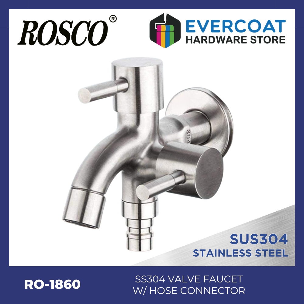 RO-1860 Rosco Pemium Stainless Steel Valve Faucet w/ Hose Connector, S ...