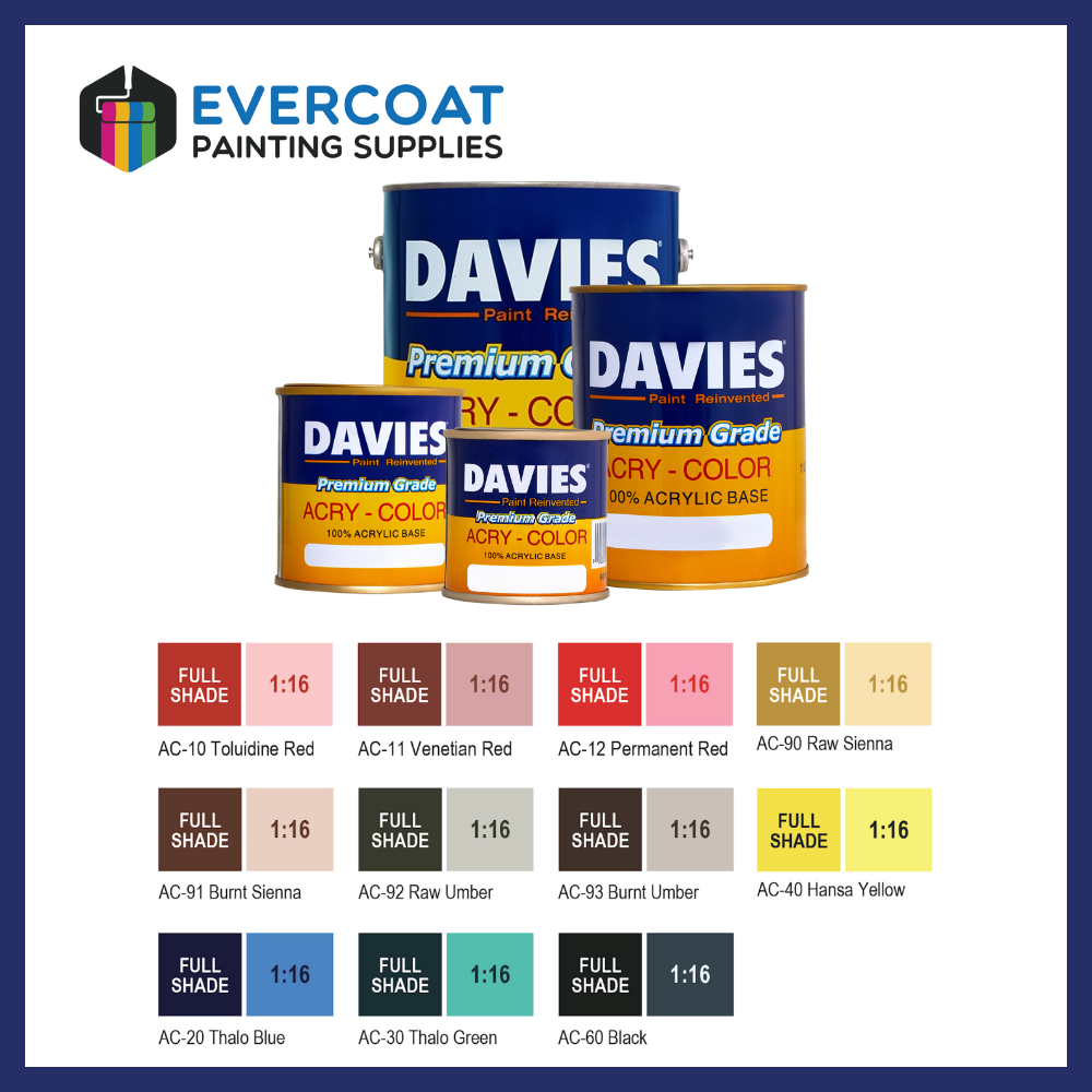 Davies Acry-Color 100% Acrylic Water-Based Colorant – Evercoat Painting ...