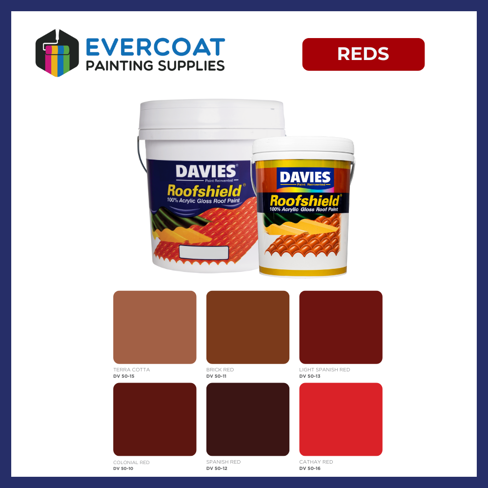 Davies Roofshield® 100% Acrylic Gloss Roof Paint (Reds) – Evercoat ...